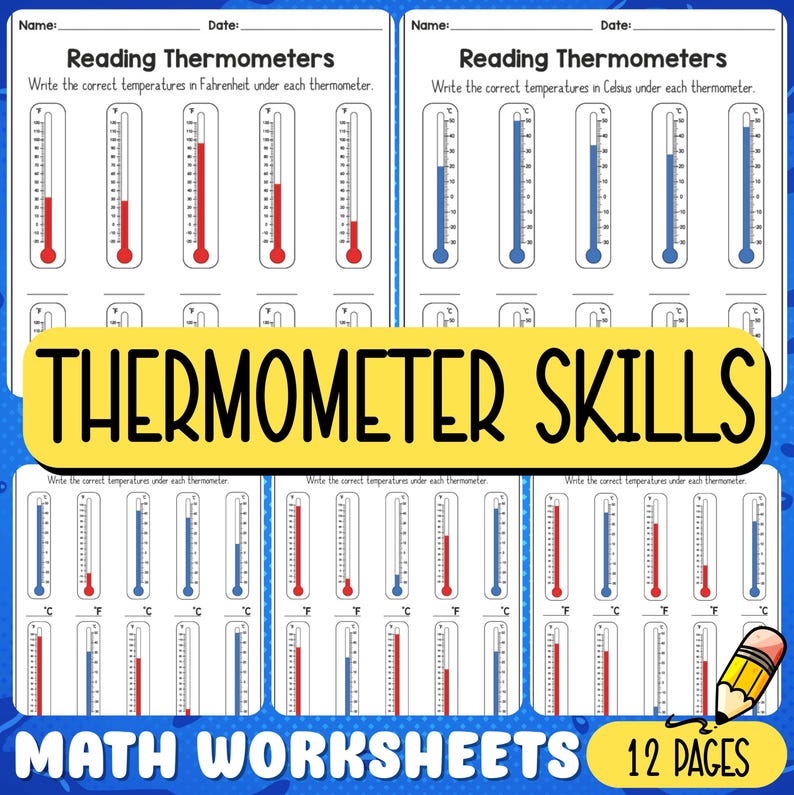 Reading a Thermometer Worksheets – Temperature Measurement Math ...