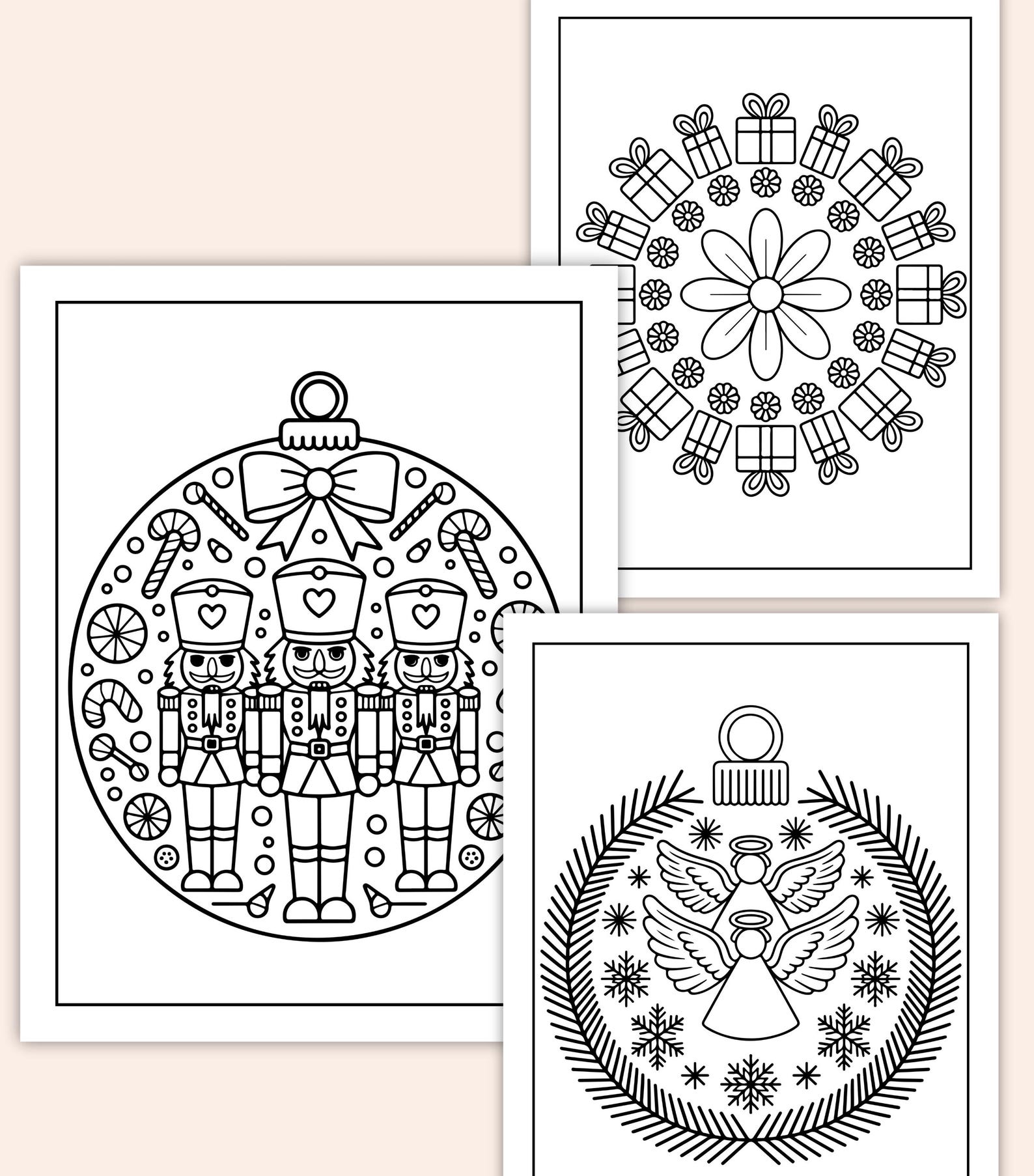 Mandala Christmas Ornaments Coloring Pages for Kids & Adults: Festive ...