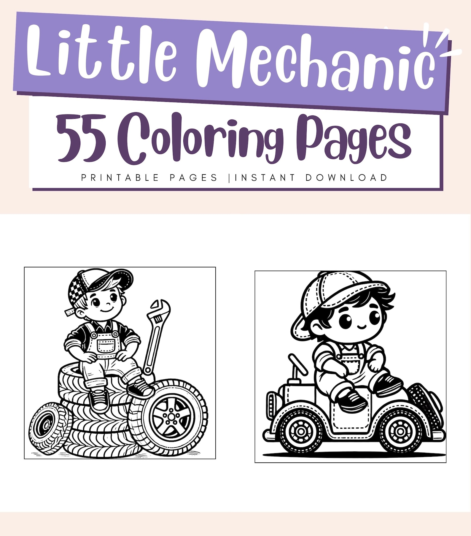 Little Mechanic Coloring Pages for Kids, Wrench Passer Cute Coloring ...