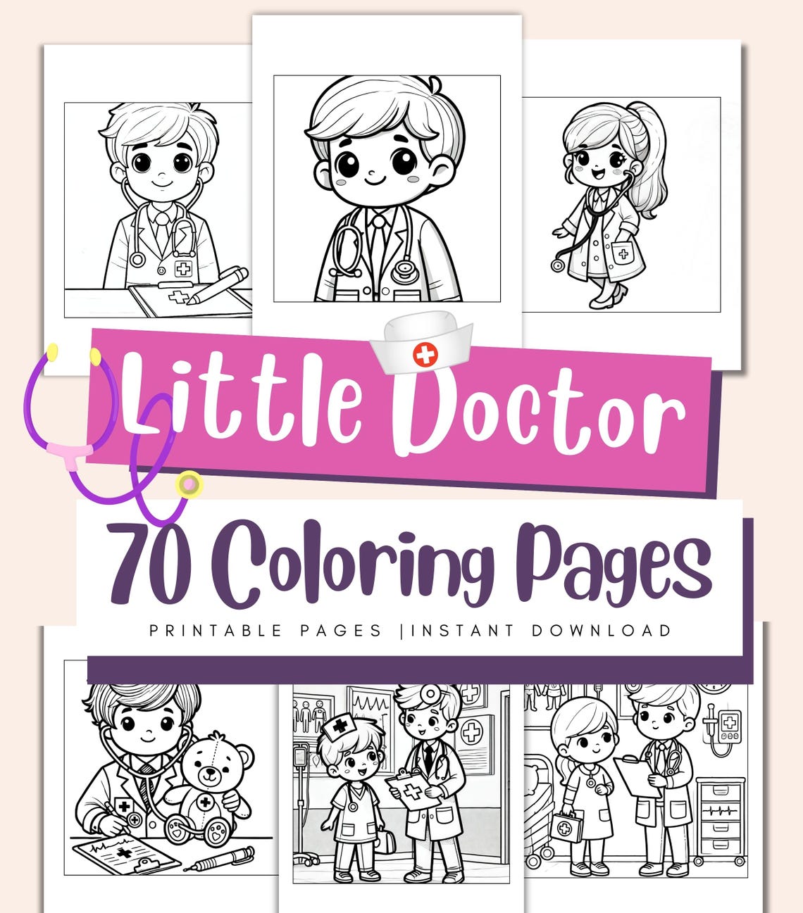 Little Doctor Coloring Pages for Kids: Nurse & Surgeon Printable ...