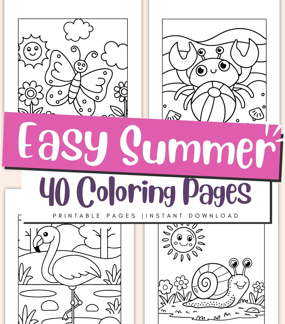 Easy Summer Coloring Pages for Kids – Bold & Simple Activity Book – Fun ...