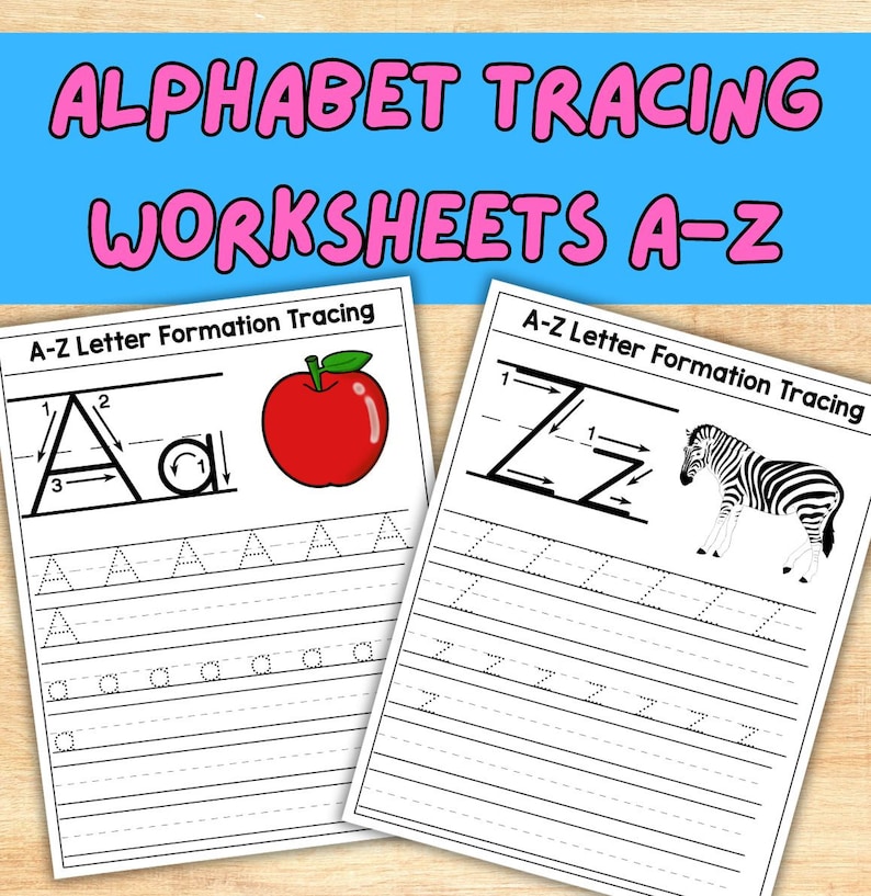 Alphabet Tracing Worksheets A-Z, Handwriting Letters Tracing, ABC ...