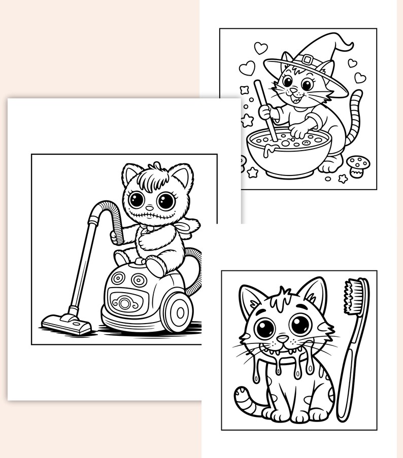 Spooky Cat Coloring Pages for Kids: Halloween Cat Printable Activity ...