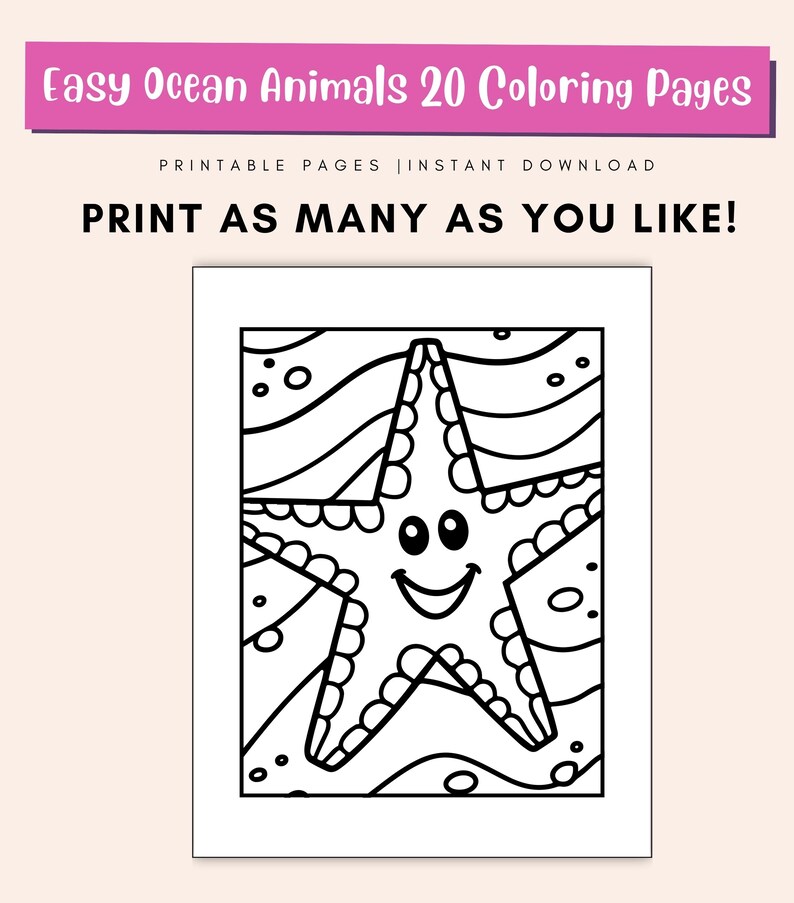 Easy Ocean Animals Coloring Pages for Kids - Simple Dolphins, Whales ...