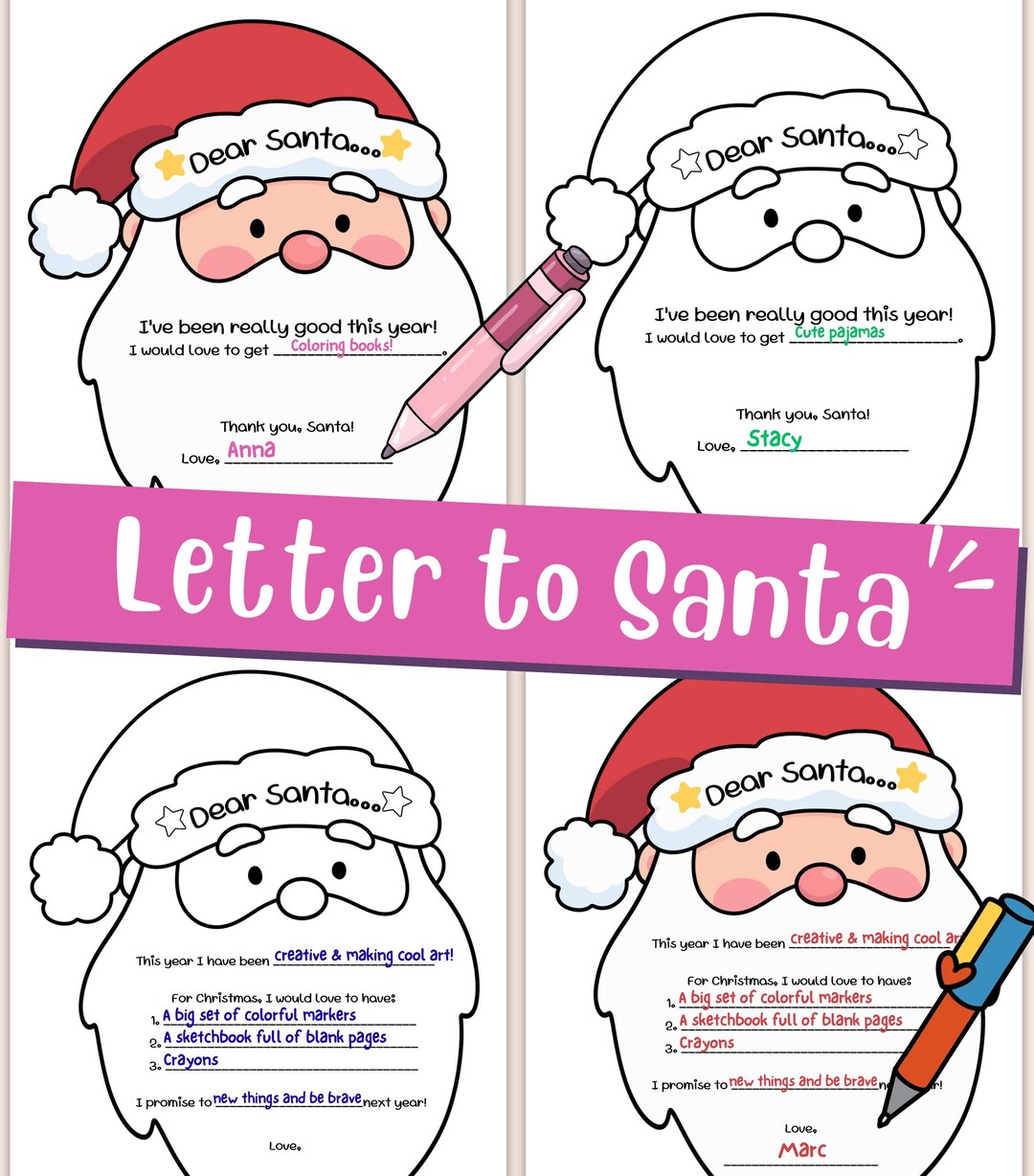 Dear Santa Letter Printable – Christmas Wish List Coloring Page for ...