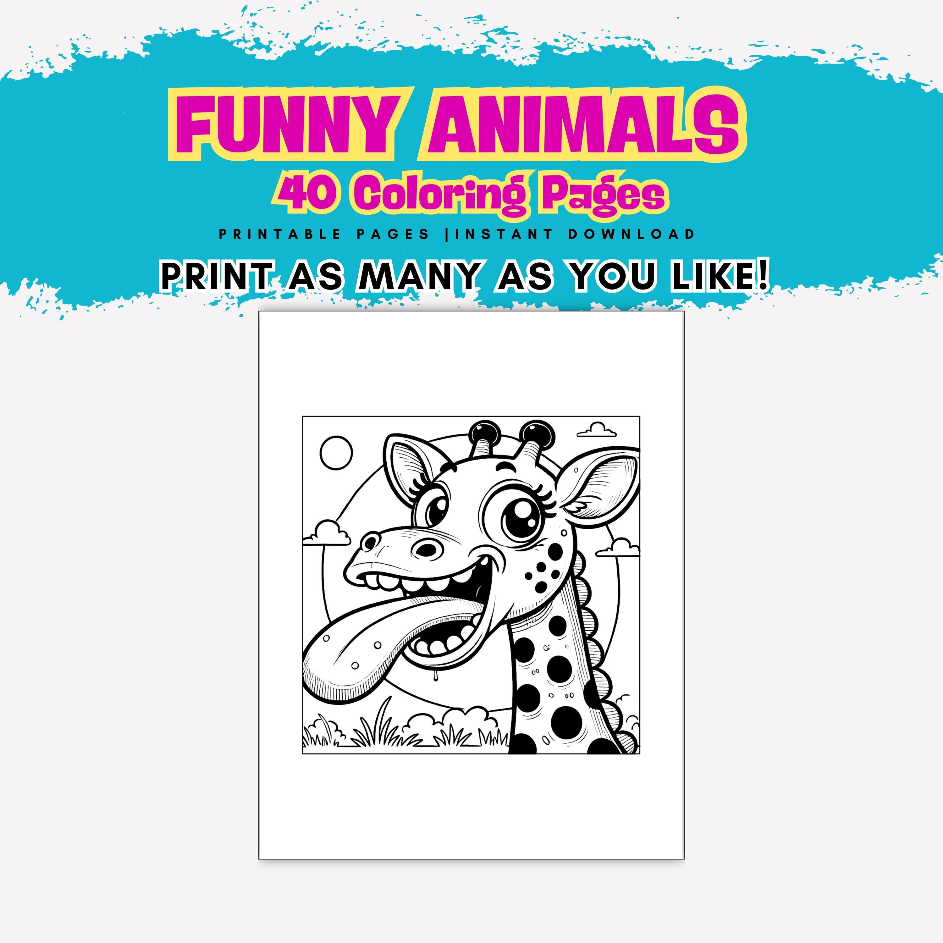 Cute Animals Coloring Pages for Kids, Funny Printable Activity Sheets ...