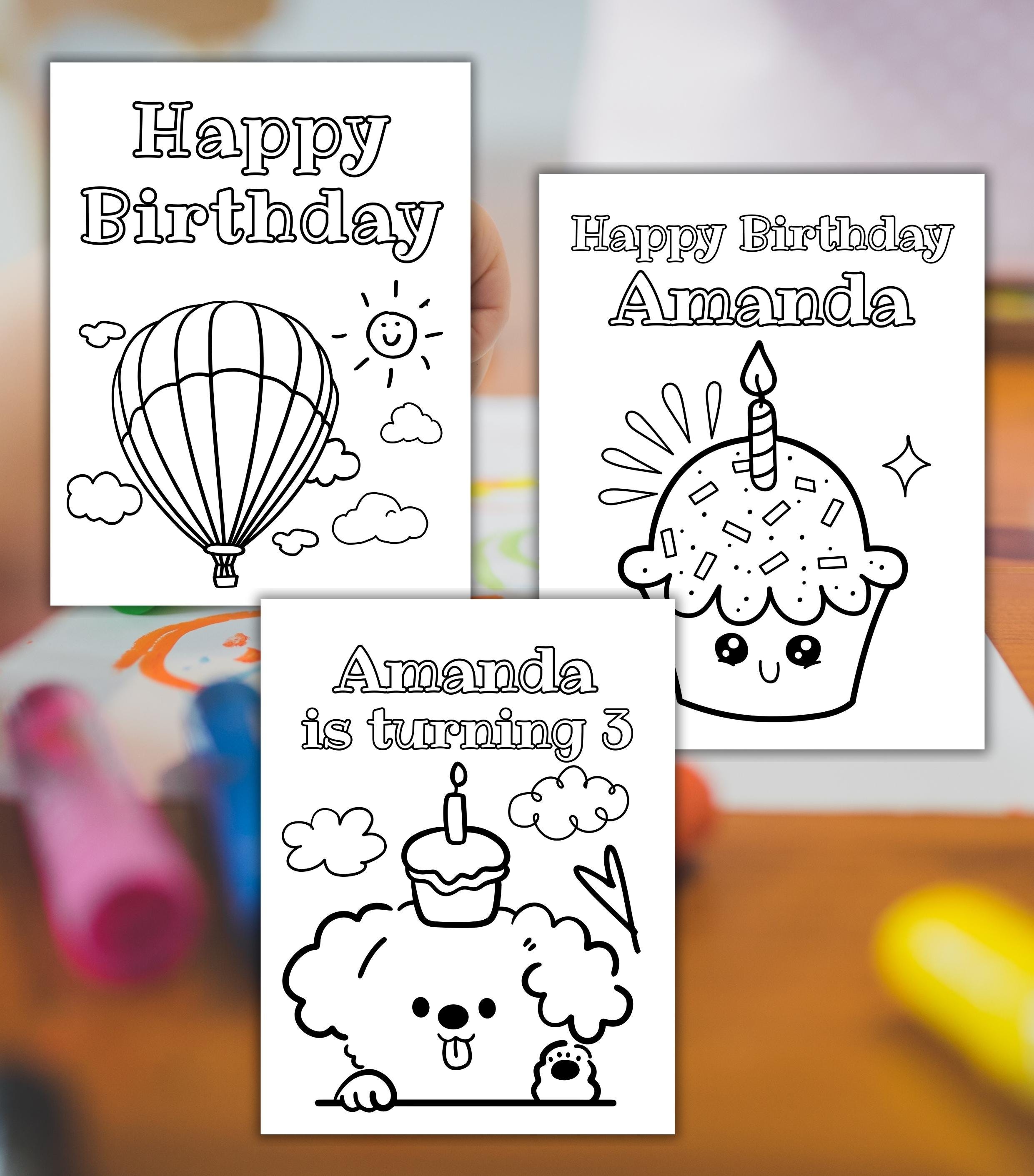 Personalized Birthday Coloring Pages for Kids, Customizable Name & Age ...