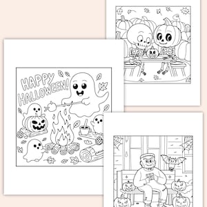 Halloween Coloring Pages for Kids & Adults: Spook Ghosts, Scary Bats ...