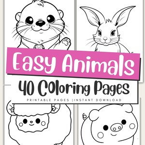 Easy Animals Coloring Pages for Kids, Kindergarten, Toddlers ...