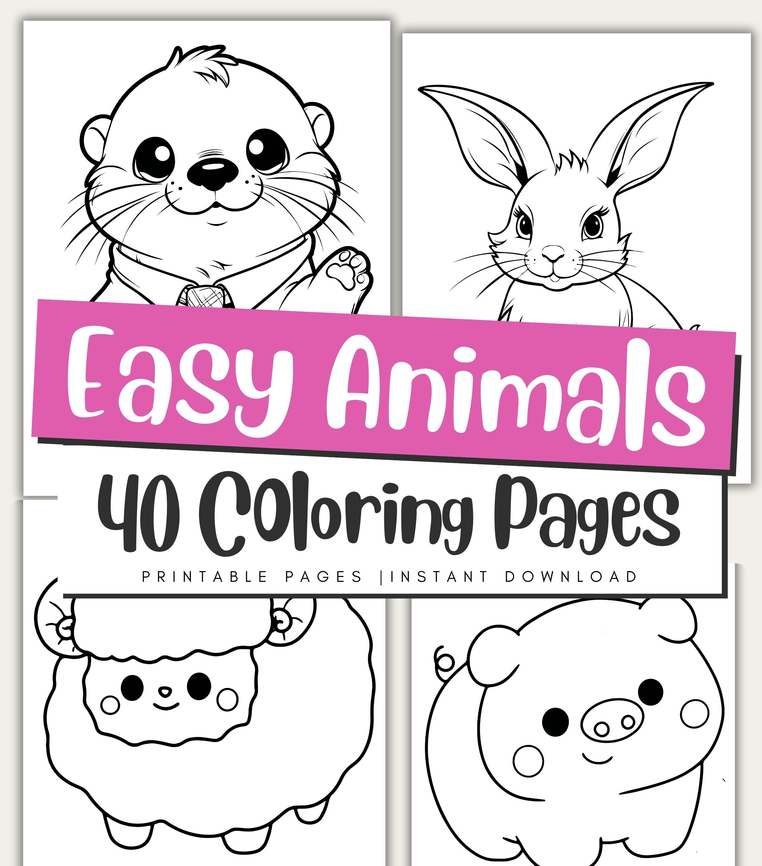 Easy Animals Coloring Pages for Kids, Kindergarten, Toddlers ...