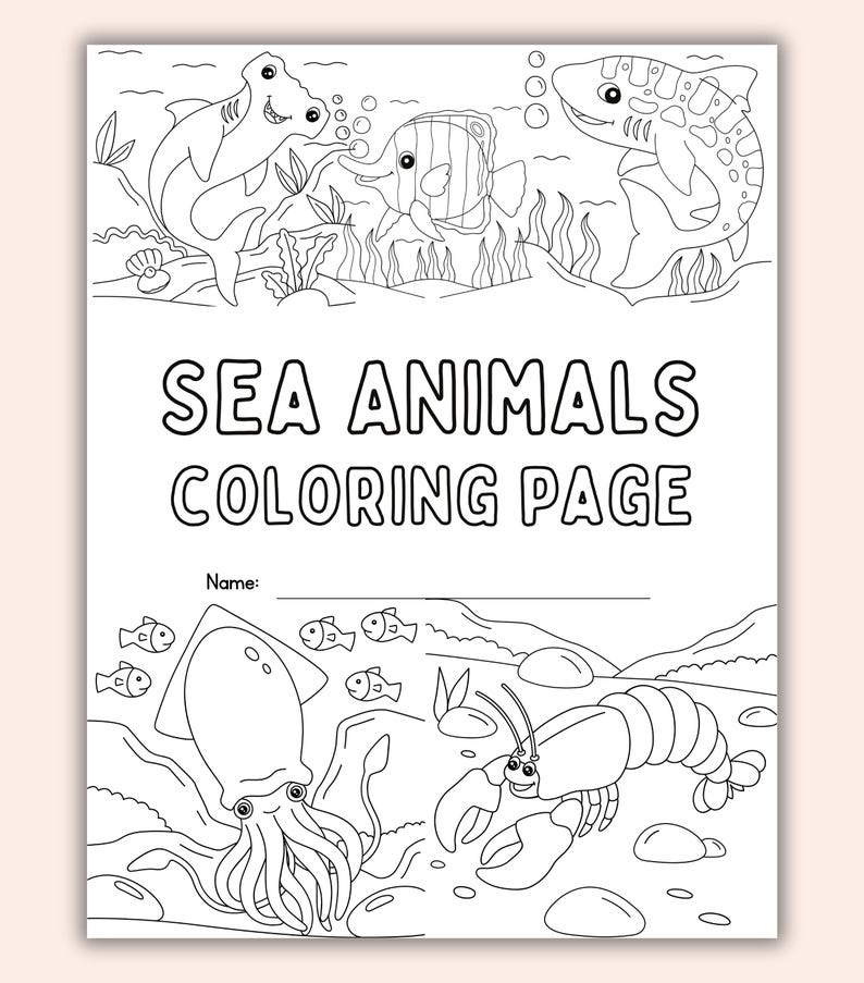 Easy Ocean Animals Coloring Pages, Sea Creatures, Printable Coloring ...