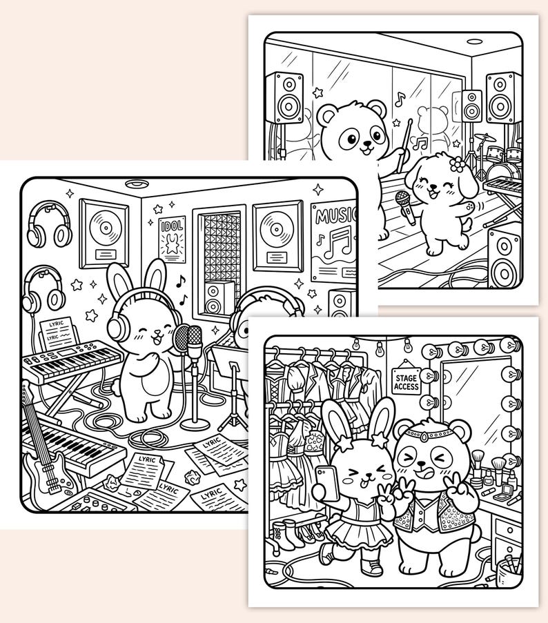 Music Star Coloring Pages for Kids, Singing Superstar Printable PDF ...