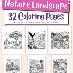 Landscape Coloring Pages for Kids – Mountain & Forest Nature Scenes ...