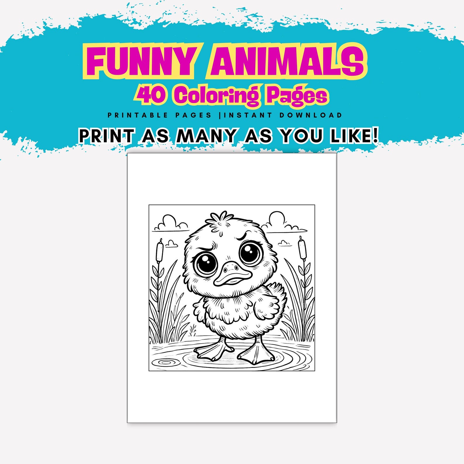 Cute Animals Coloring Pages for Kids, Funny Printable Activity Sheets ...