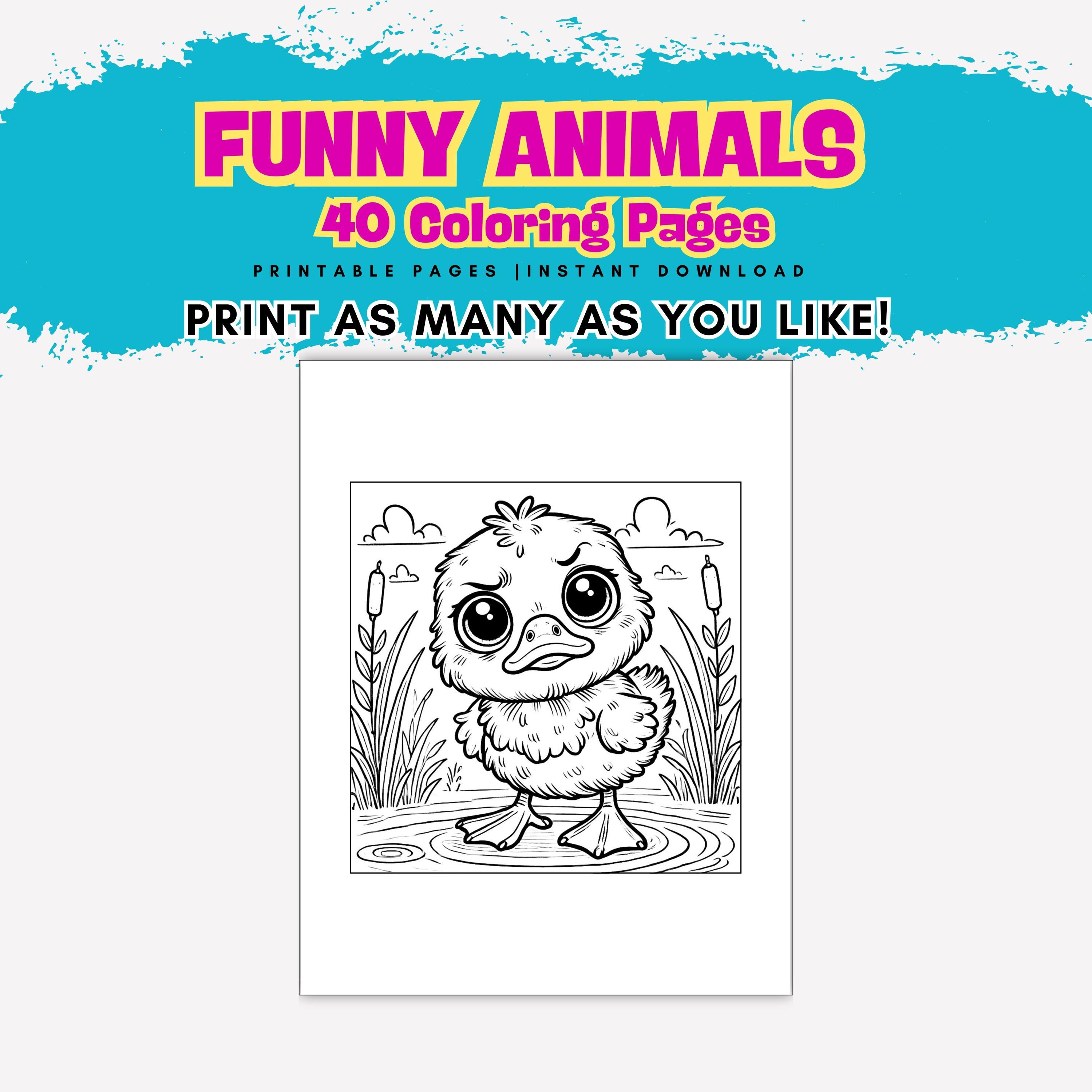 Cute Animals Coloring Pages for Kids, Funny Printable Activity Sheets ...