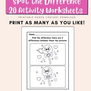 Spot the Difference for Kids, Find the Difference, Printable Preschool ...