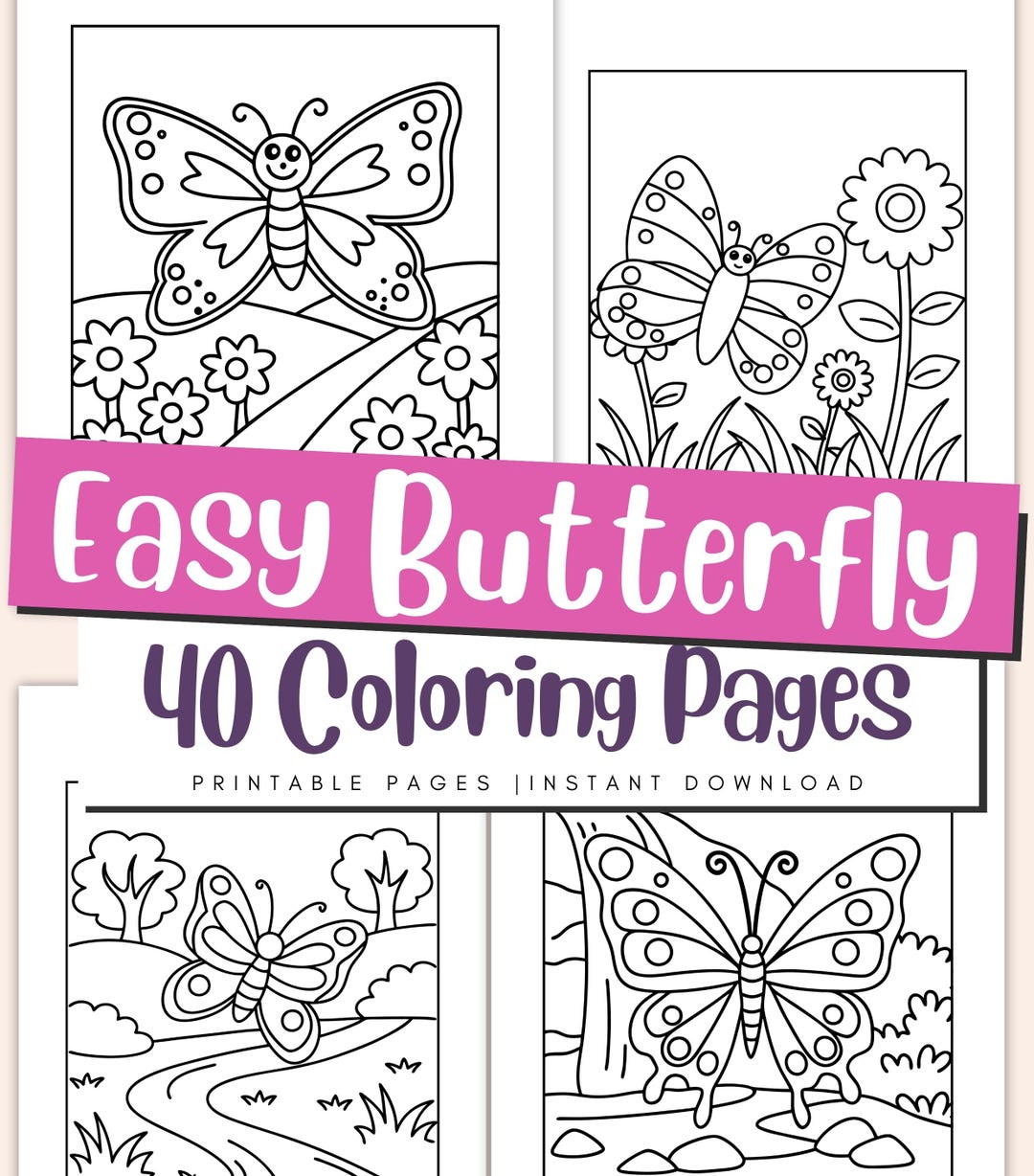 Easy Butterfly Coloring Pages for Kids, Bold and Easy Printables ...