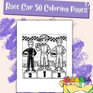 Race Car Printable Coloring Pages for Kids, Birthday Party Car Theme ...