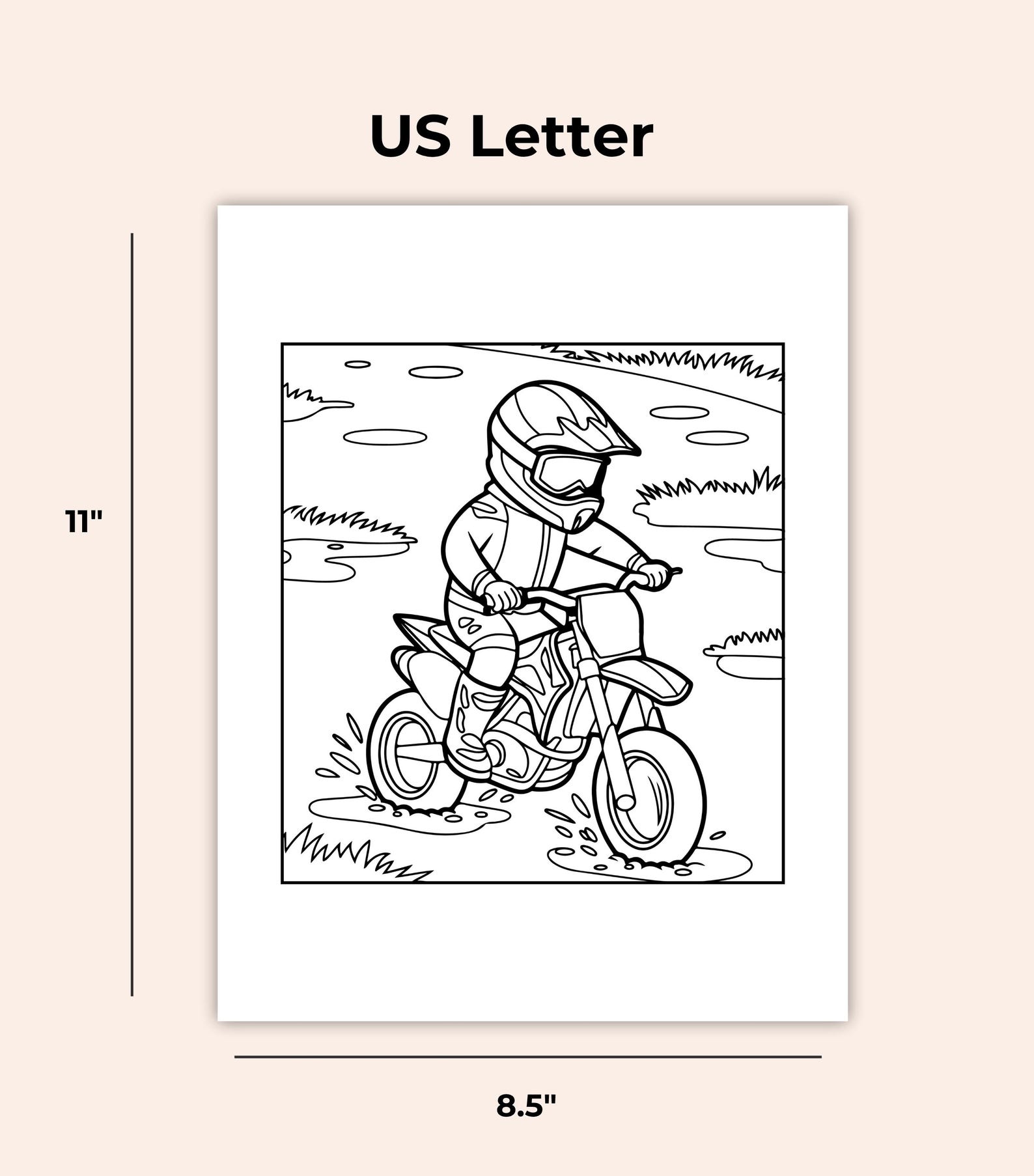 Motocross Coloring Pages for Kids: Dirt Bike Racing Printable Activity ...