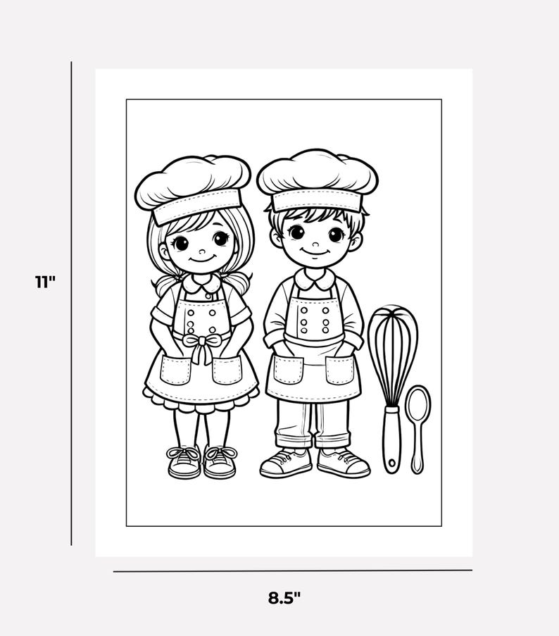 Little Chef Coloring Pages for Kids: Cooking & Kitchen Fun Activity ...