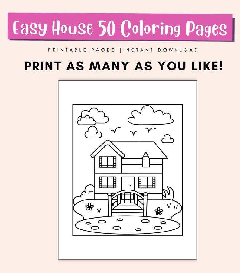Easy House Coloring Pages for Kids – Simple Home Designs, Fun Printable ...