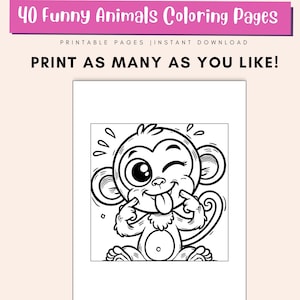 Funny Animals Coloring Pages for Kids, Printable Instant Download ...