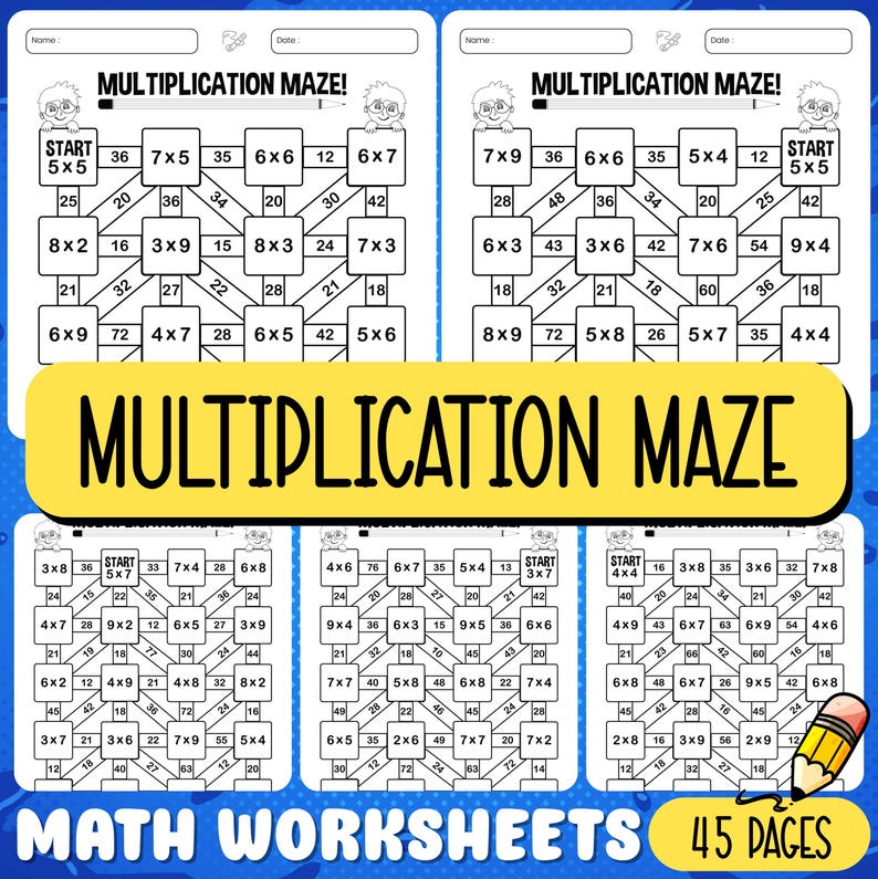 Multiplication Maze Puzzle Worksheets for Kids – Fun Math Facts ...