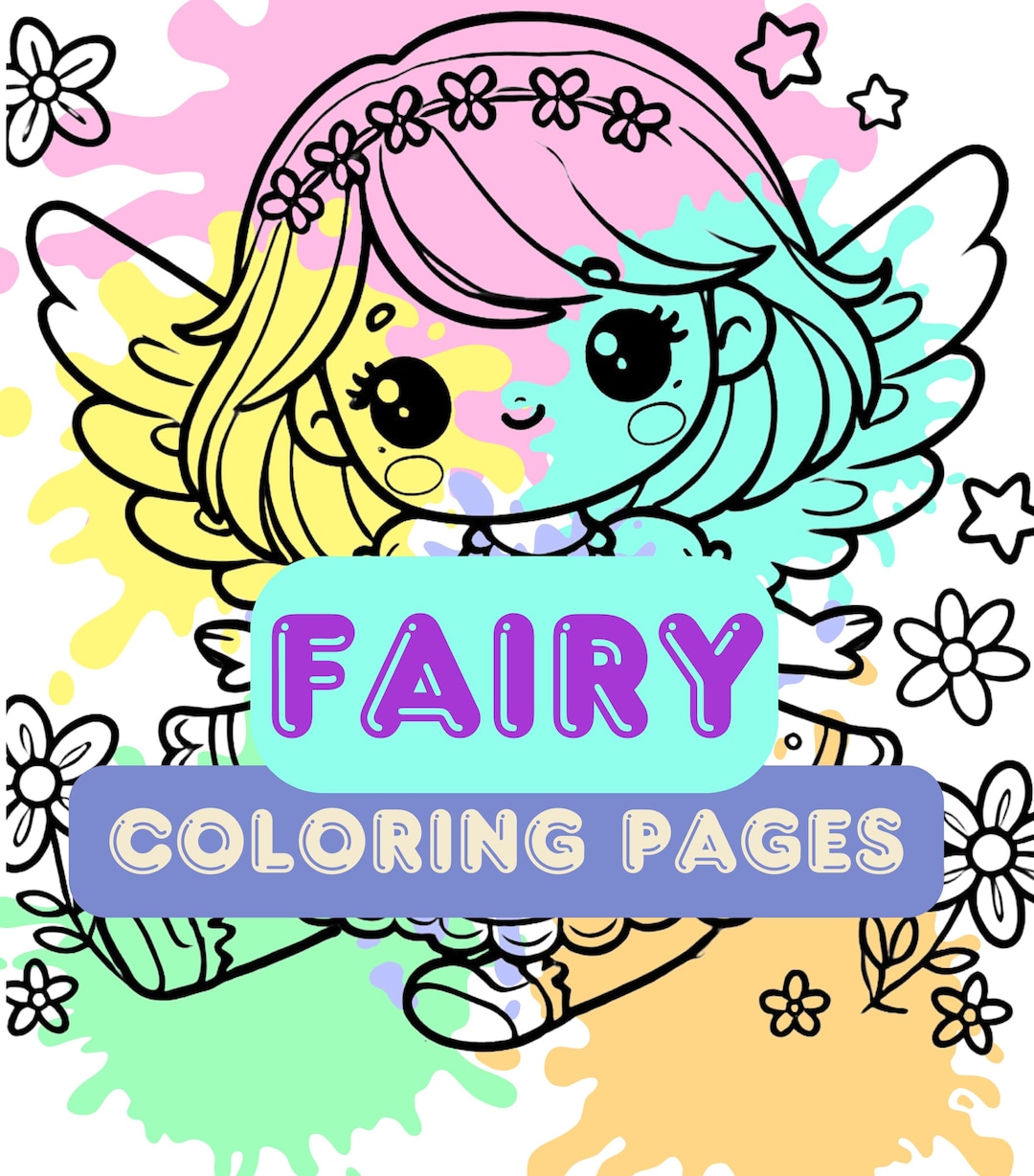Cute Fairy Coloring Pages for Kids, Simple Princess Activity Book ...