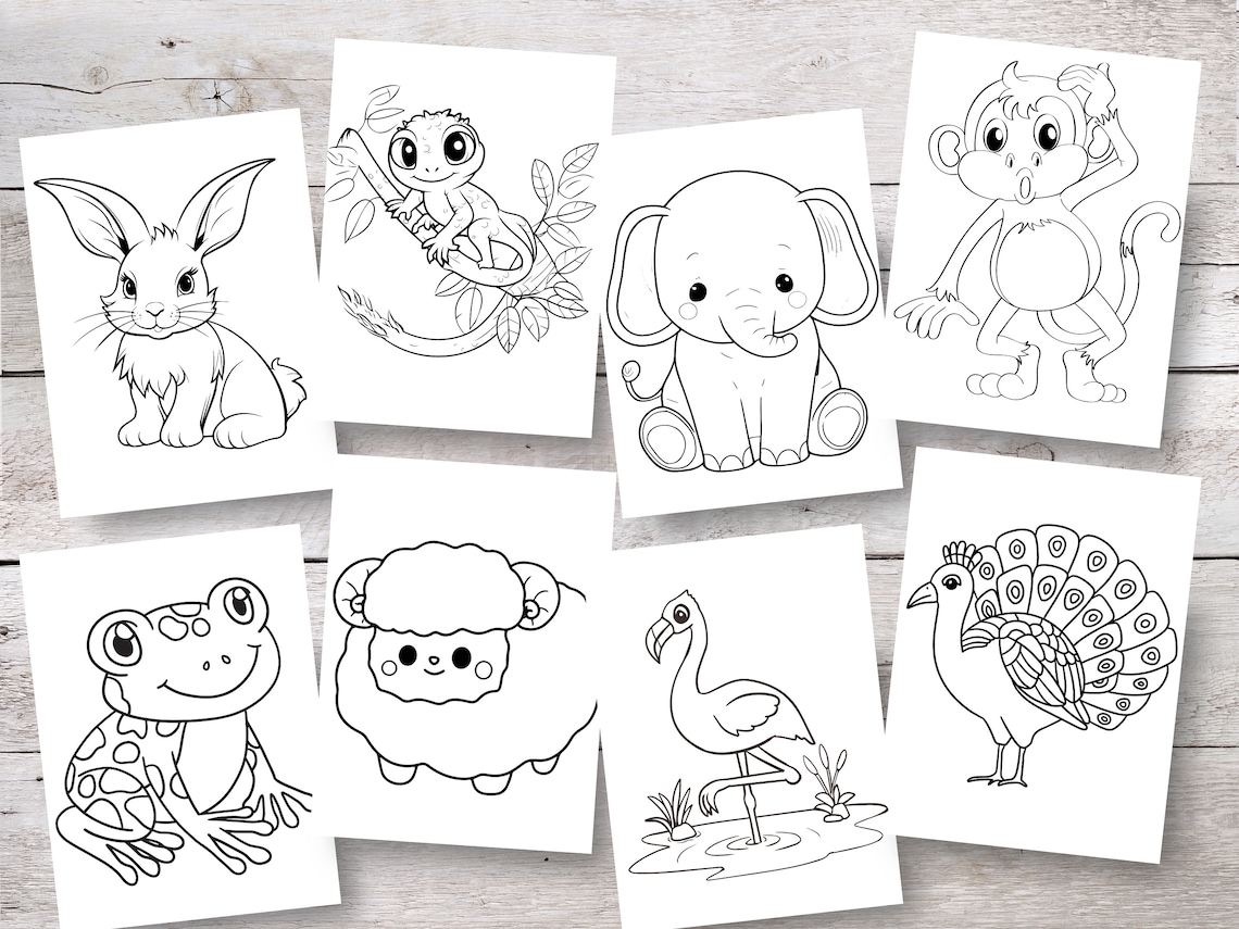 Easy Animals Coloring Pages for Kids, Kindergarten, Toddlers ...