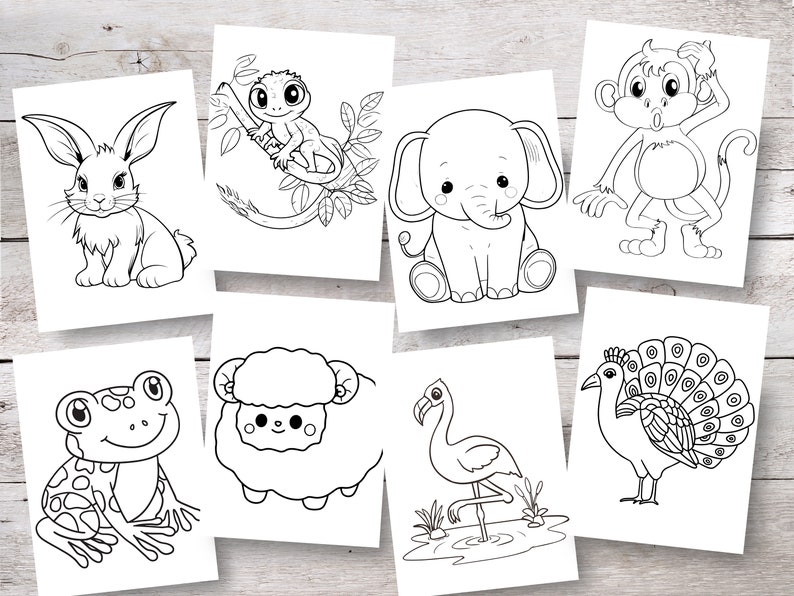 Easy Animals Coloring Pages for Kids, Kindergarten, Toddlers ...