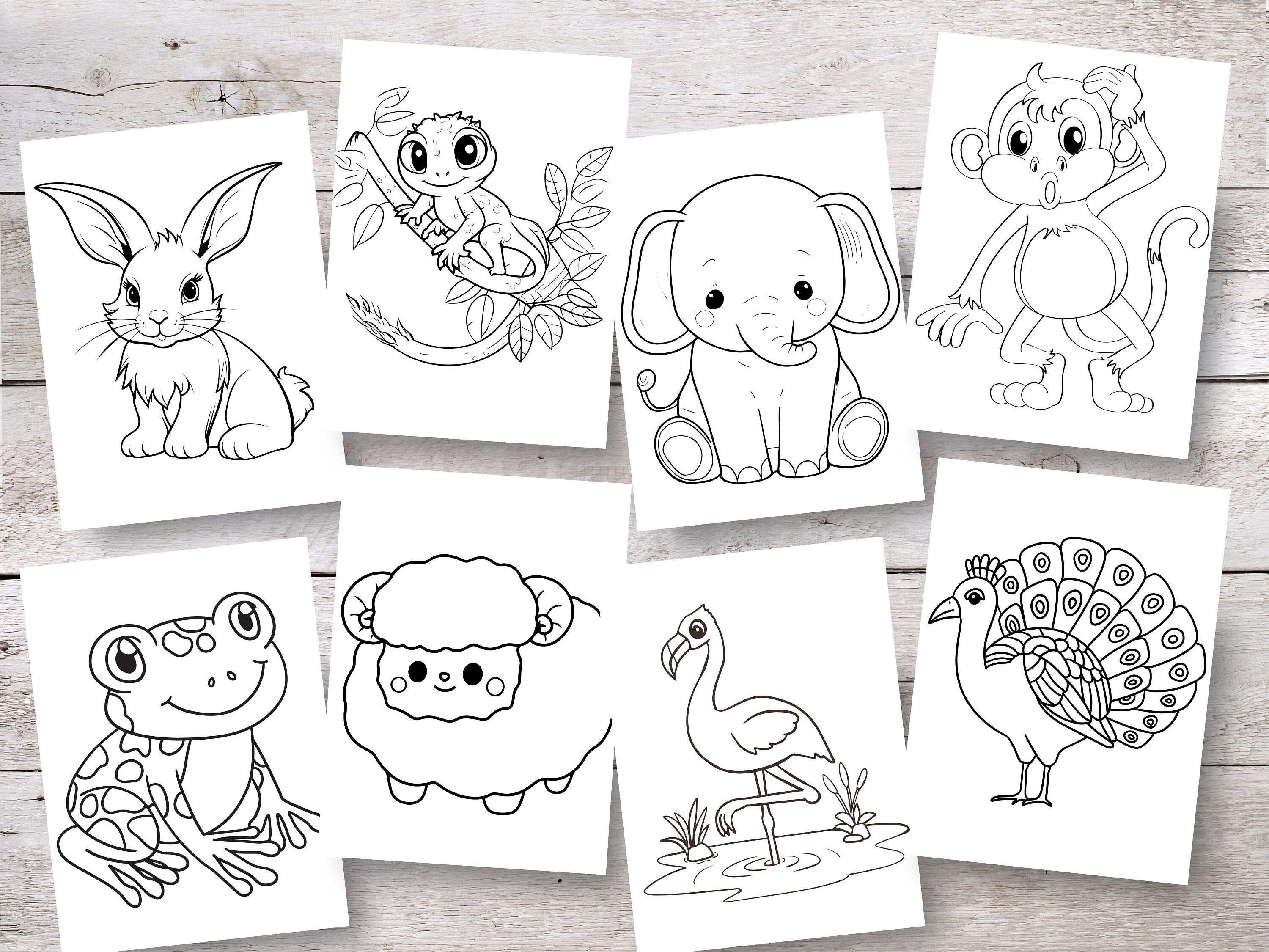 Easy Animals Coloring Pages for Kids, Kindergarten, Toddlers ...