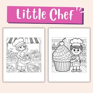 Little Chef Coloring Pages for Kids: Cooking & Kitchen Fun Activity ...