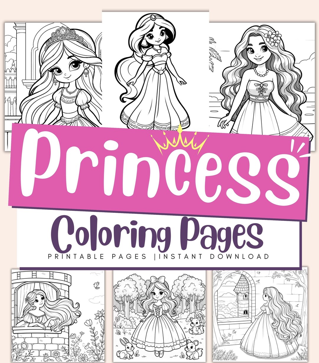 Charming Kawaii Princess Coloring Pages, Cartoon Art for Girls ...