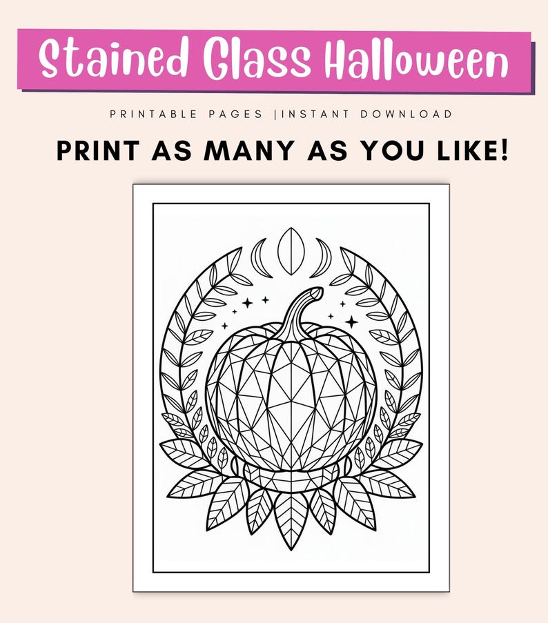 Stained Glass Halloween Coloring Pages for Kids & Adults – Fun Spooky ...