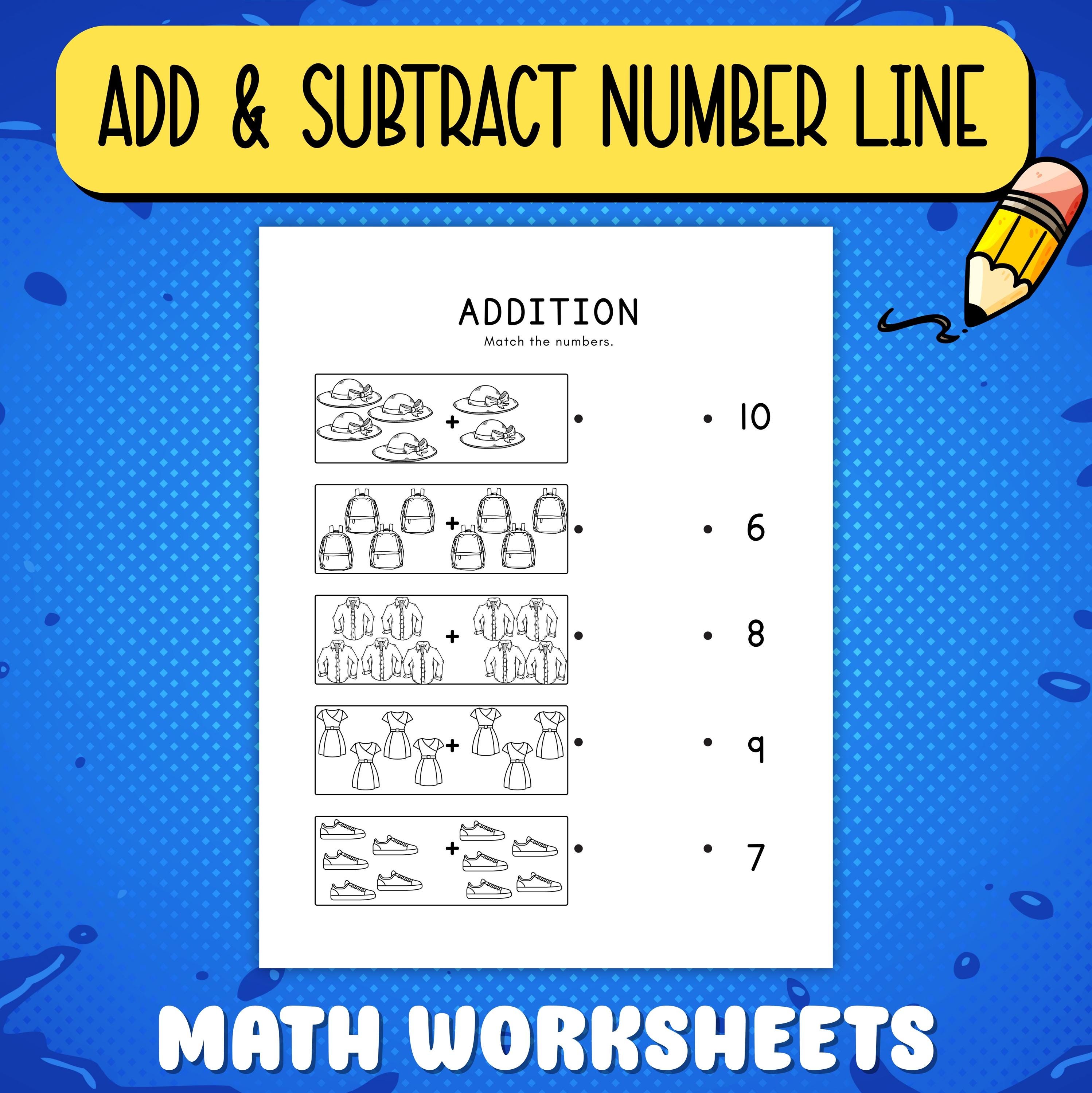 Add and Subtract Number Line Worksheets – Printable Math Practice for ...
