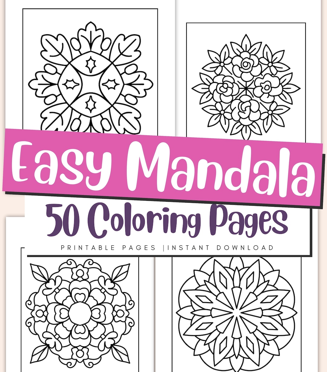 Easy Mandala Coloring Pages, Simple Coloring Book for Kids and Adults ...
