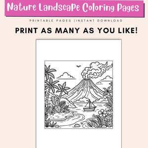 Landscape Coloring Pages for Kids – Mountain & Forest Nature Scenes ...