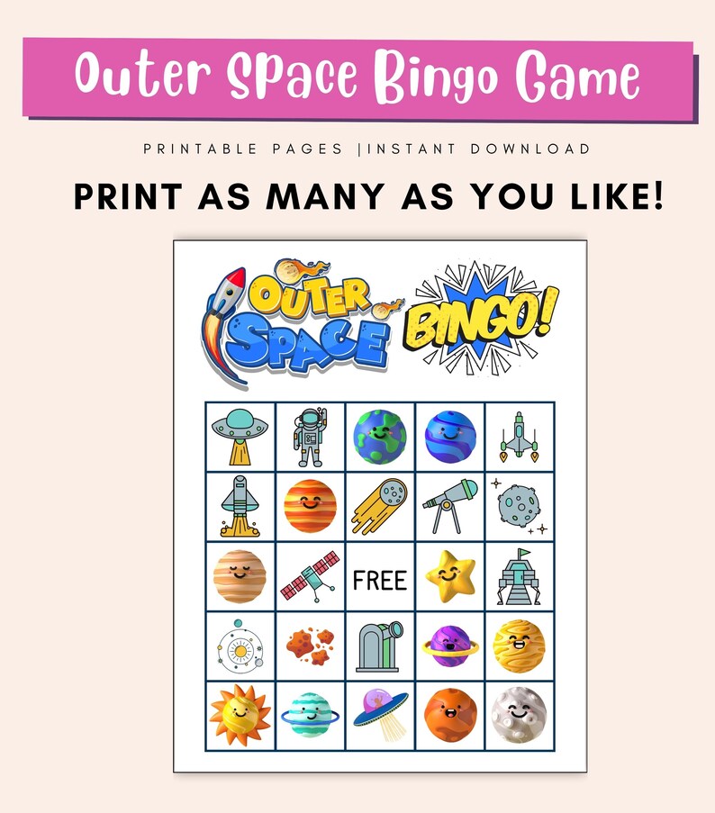 Outer Space Bingo Printable – Fun Learning Game for Kids PDF - Etsy