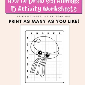 Sea Animals Drawing Worksheets for Kids – Step by Step Ocean Animal Art ...