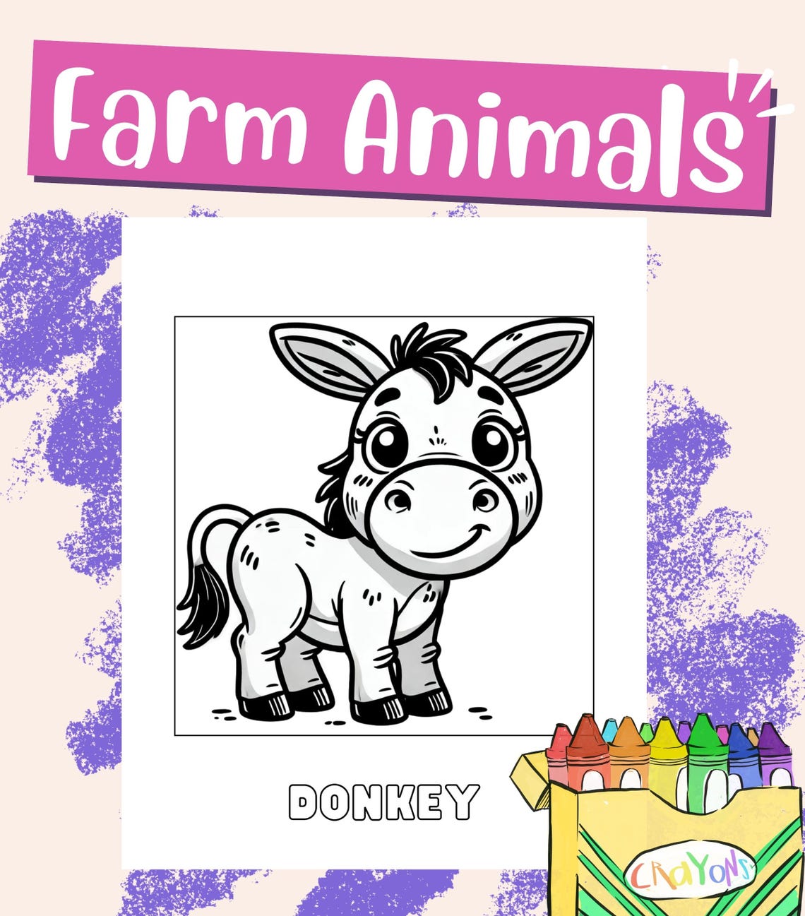 Printable Farm Animals Coloring Pages for Kids, Farm Birthday Theme ...