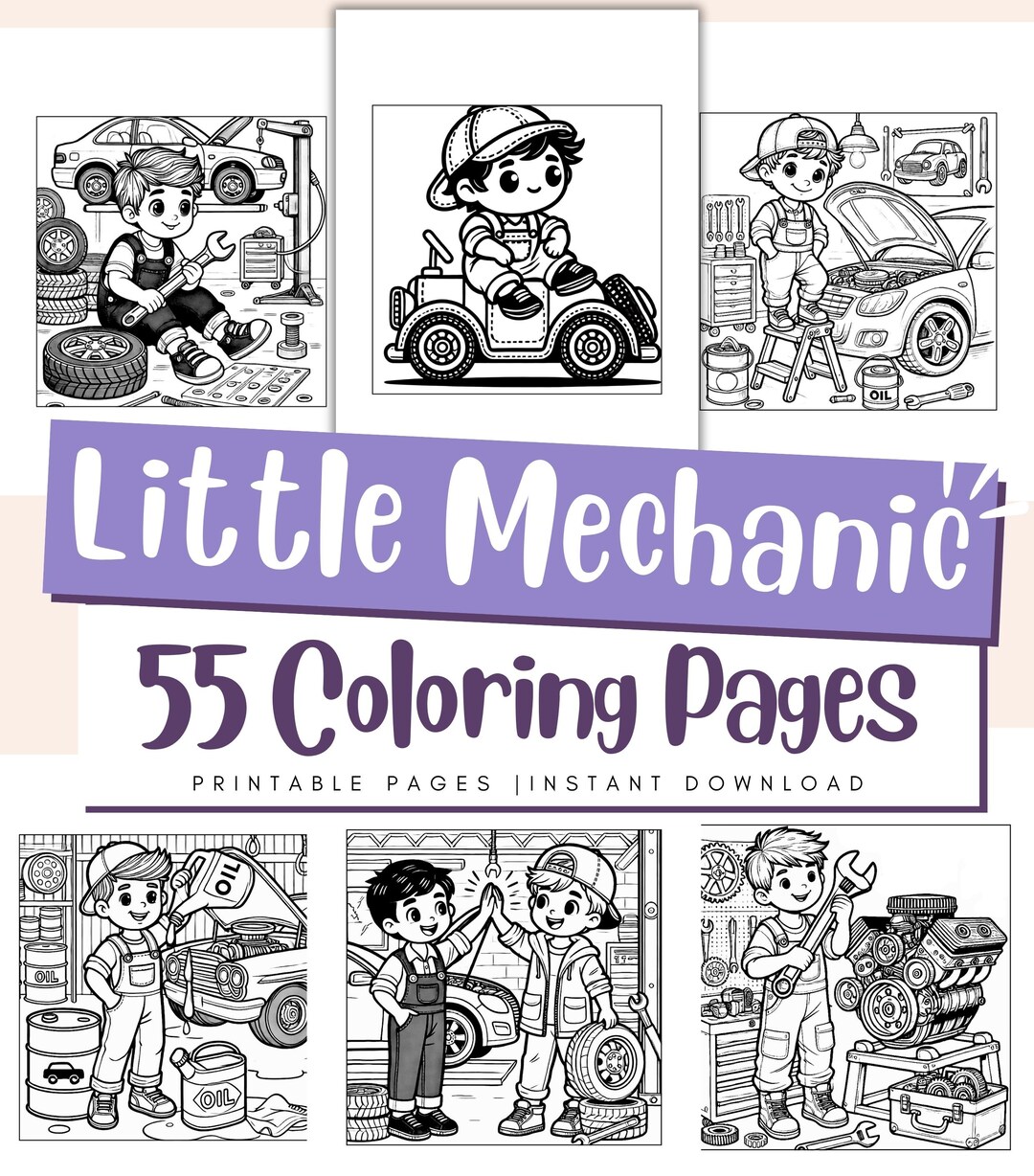 Little Mechanic Coloring Pages for Kids, Wrench Passer Cute Coloring ...