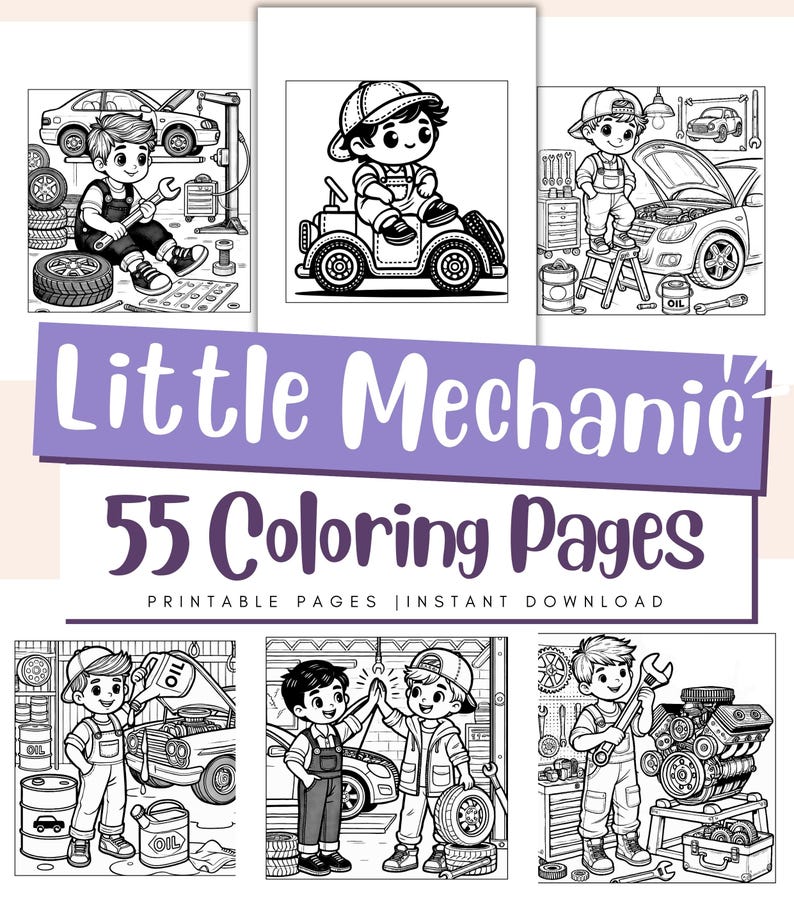 Little Mechanic Coloring Pages for Kids, Wrench Passer Cute Coloring ...
