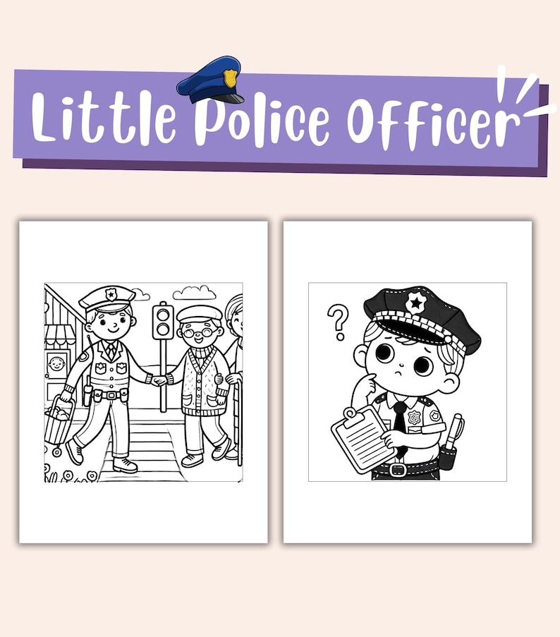 Little Police Officer Coloring Pages for Kids, Police Birthday Party ...