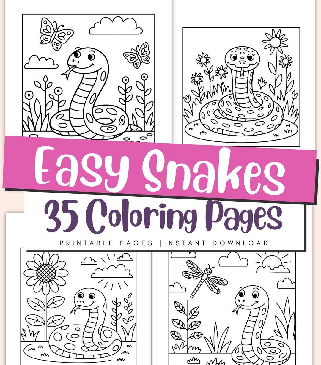 Easy Snakes Coloring Pages for Kids - Fun Reptile Printable Activity ...