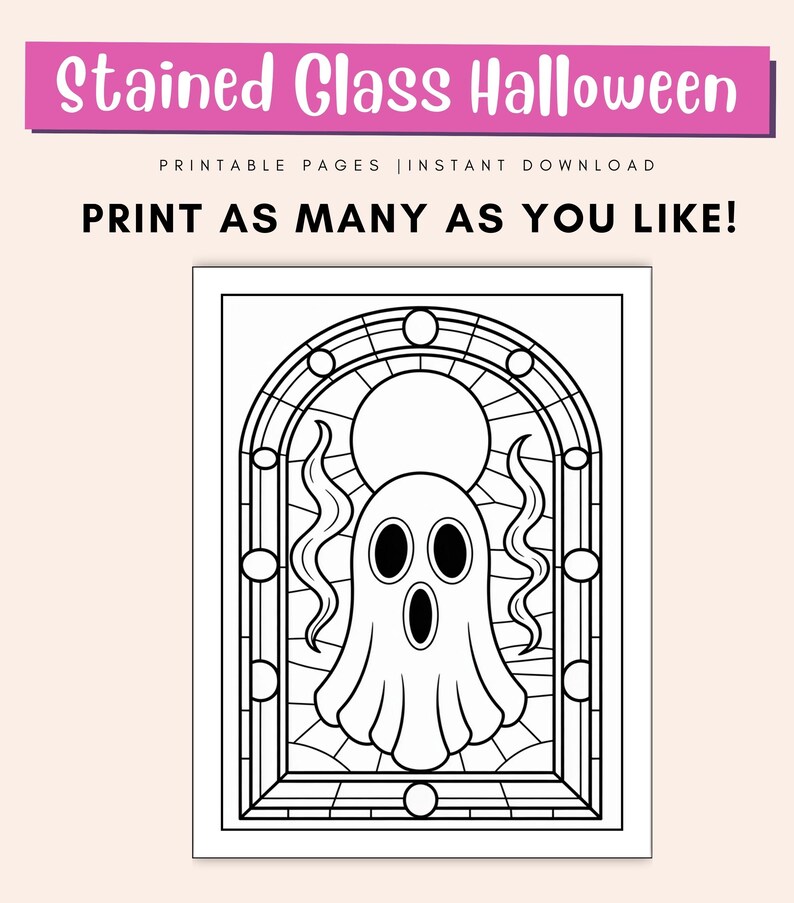 Stained Glass Halloween Coloring Pages for Kids & Adults – Fun Spooky ...