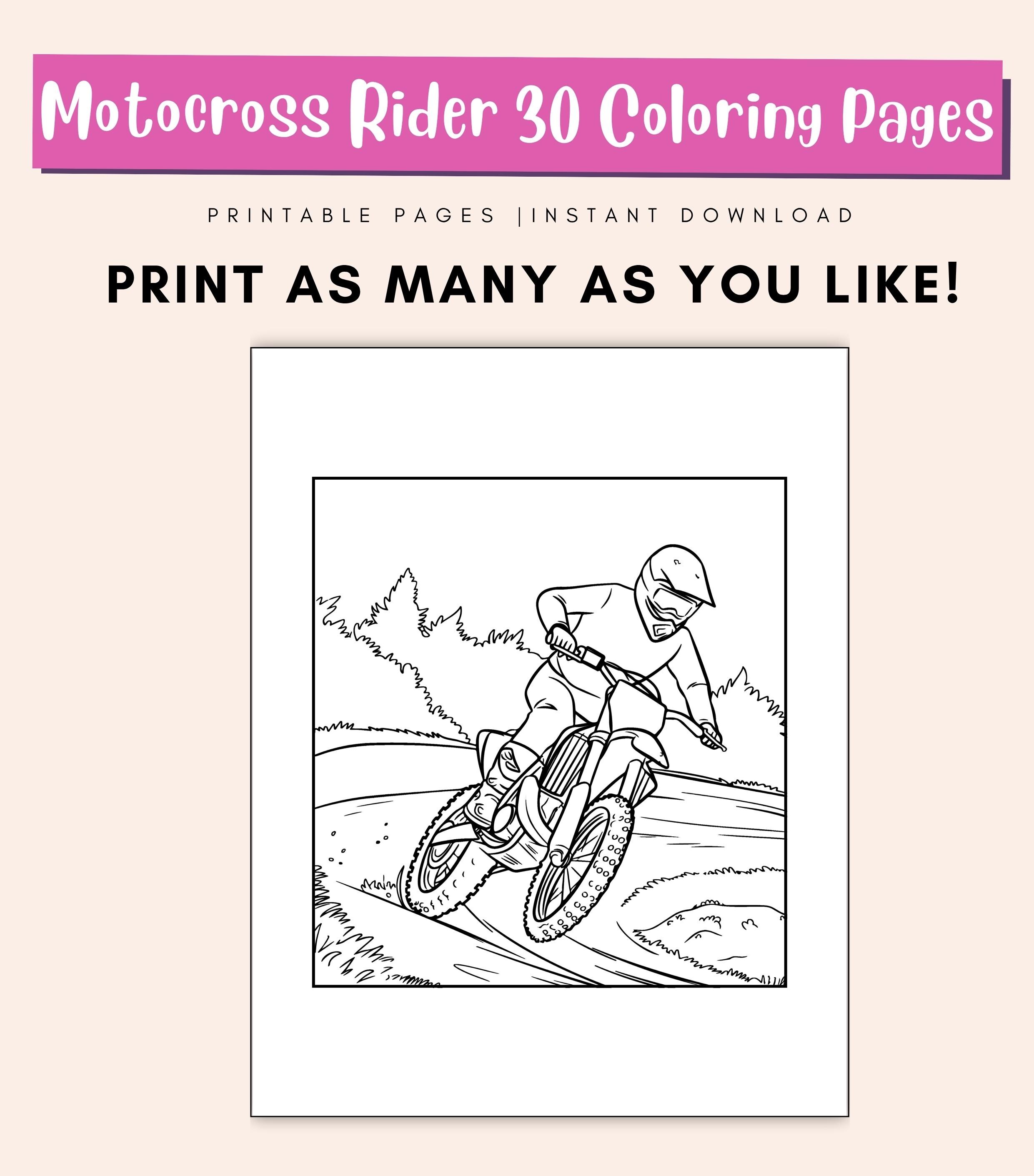 Motocross Coloring Pages for Kids: Dirt Bike Racing Printable Activity ...