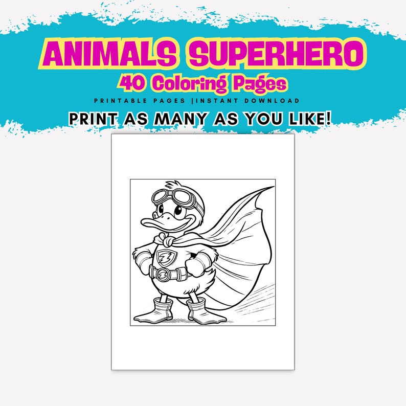 Animal Superhero Coloring Pages for Kids - Cute Hero Animal Printable ...