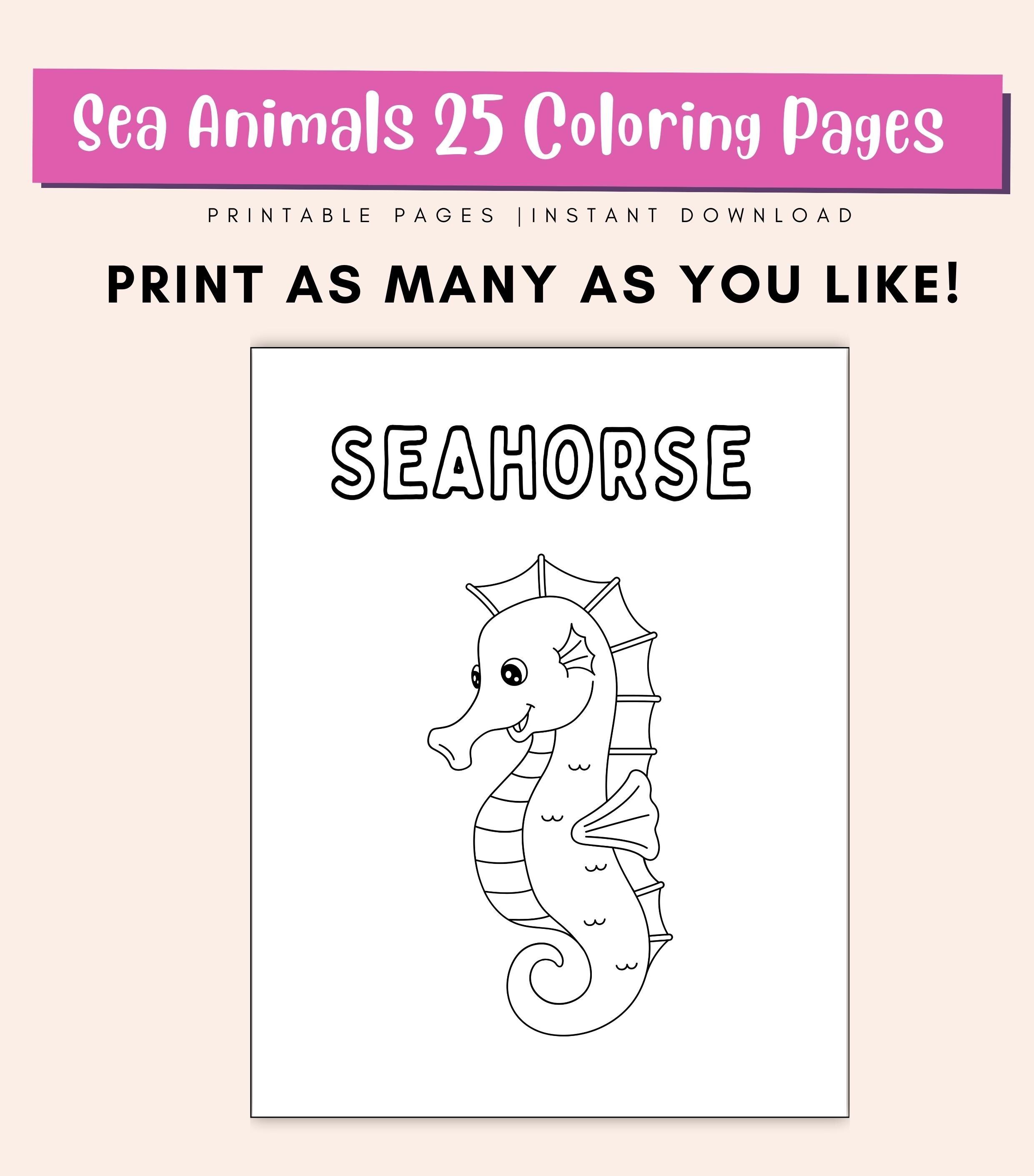 Easy Ocean Animals Coloring Pages, Sea Creatures, Printable Coloring ...