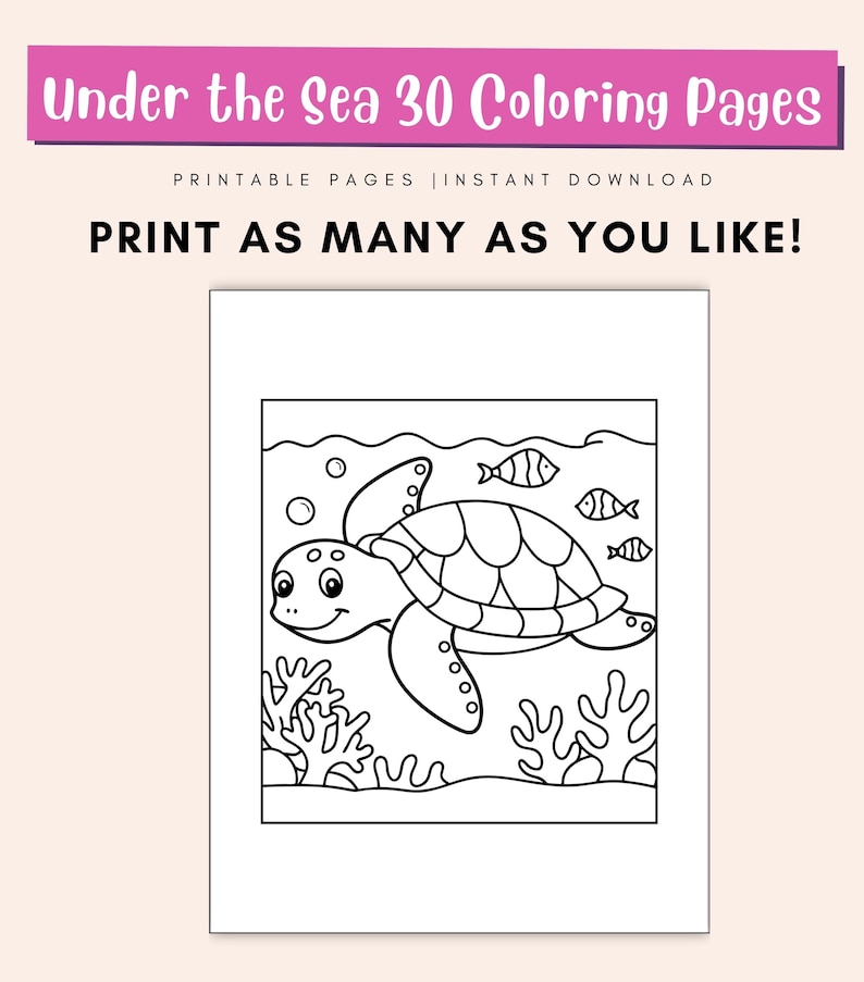 Under the Sea Coloring Pages for Kids – Easy Ocean Animals Printable ...