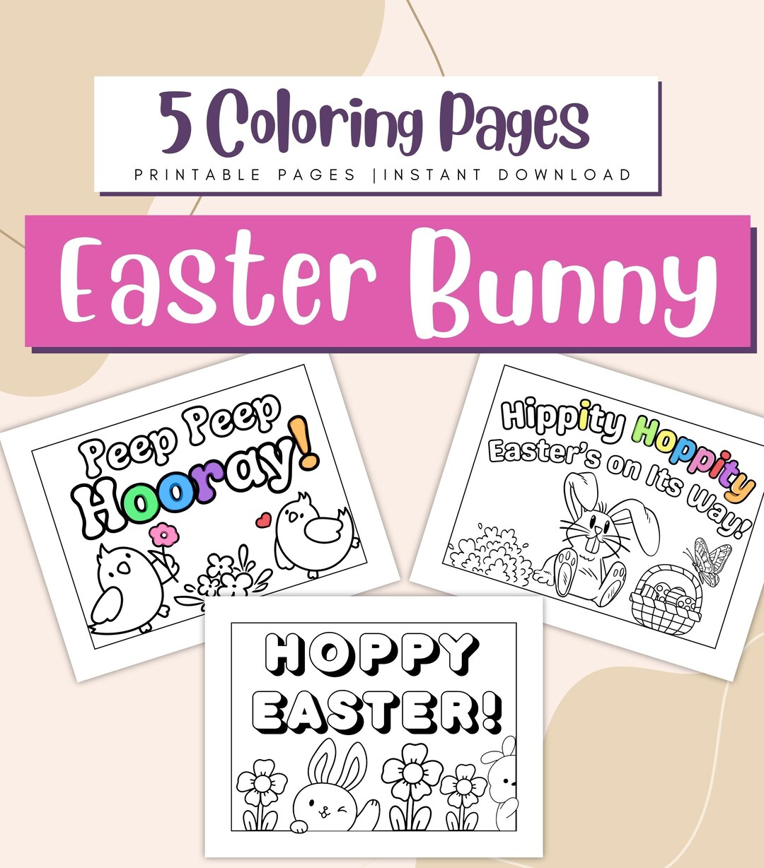 Easter Bunny Coloring Pages for Kids and Adults, Easter Activity ...